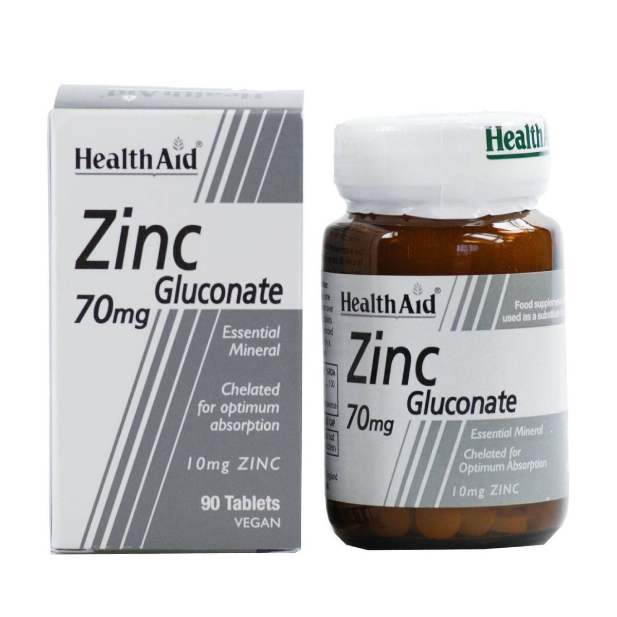 Health Aid Zinc Gluconate Συμπλήρωμα Διατροφής 70mg 90 ταμπλέτες ...