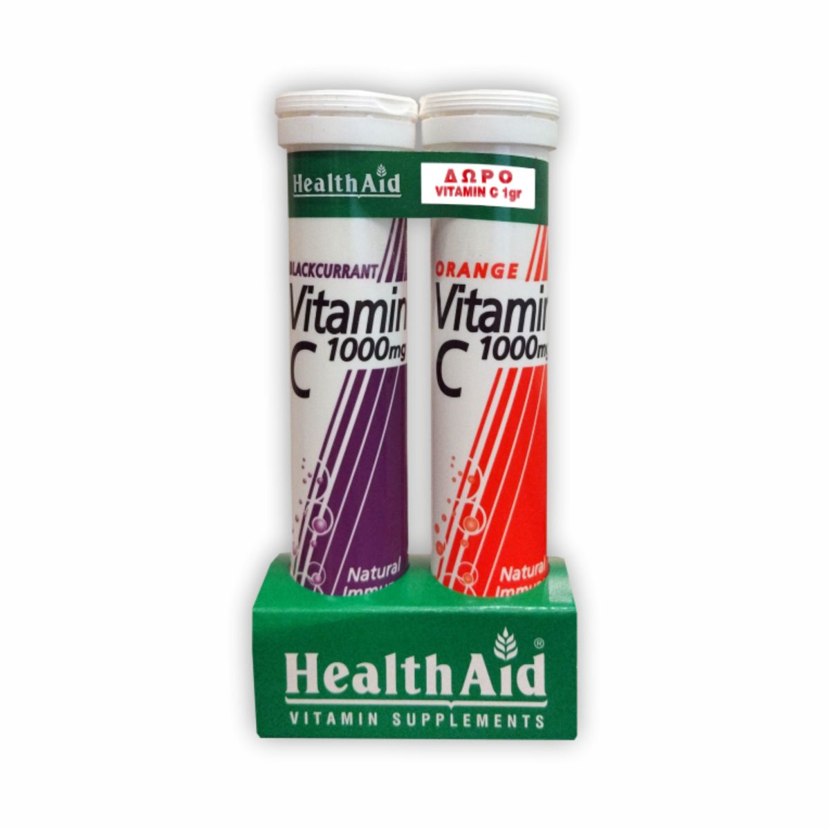 Health Aid Vitamin C Blackcurrant + Vitamin C Orange 1000mg 2x20 ...