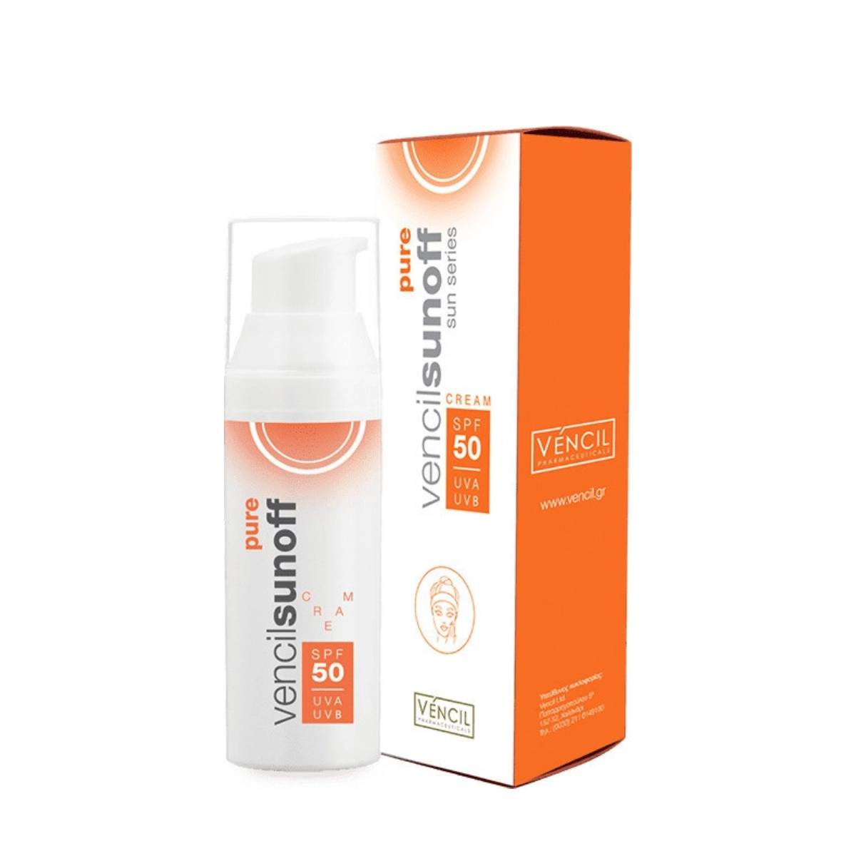 Vencil Sunoff Pure Cream Αντηλιακό Προσώπου SPF50 50ml - Pharmacity